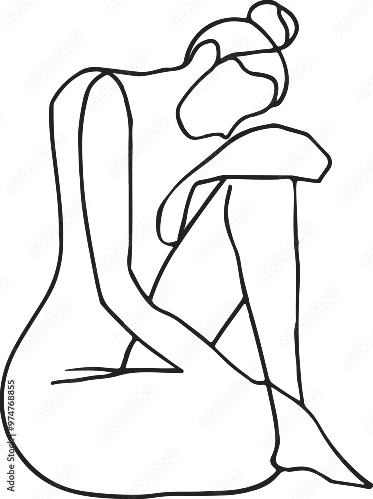 Abstract Woman Body Line Art Drawing. Female Figure Creative ...