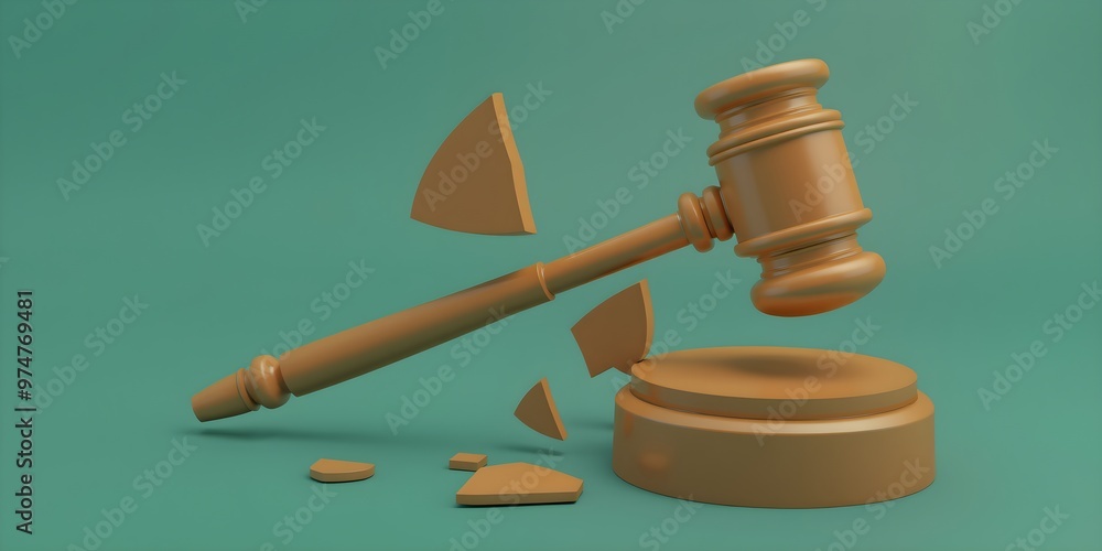 ภาพประกอบสต็อก Fragmented Gavel: Breaking Unjust Laws ภาพ | Adobe Stock
