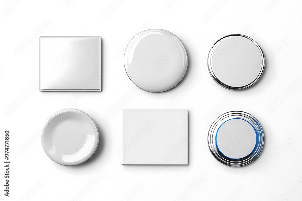 White badge mockup, different types Stock Illustration | Adobe Stock