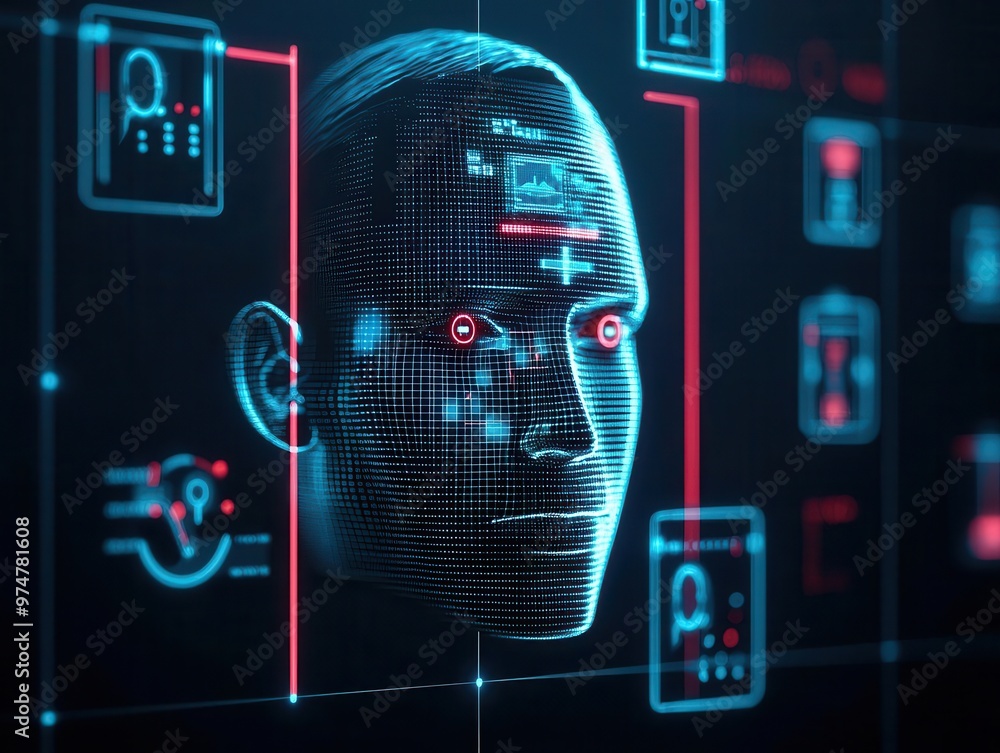 Corporate security, employee facial recognition access control, 3D ...