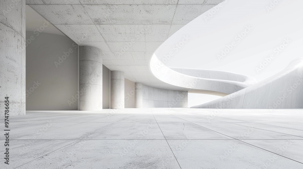 Abstract architecture building in minimal concrete design along with ...