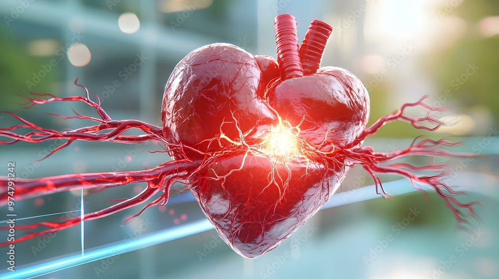 Artistic depiction of a human heart attack, showcasing the intricate ...