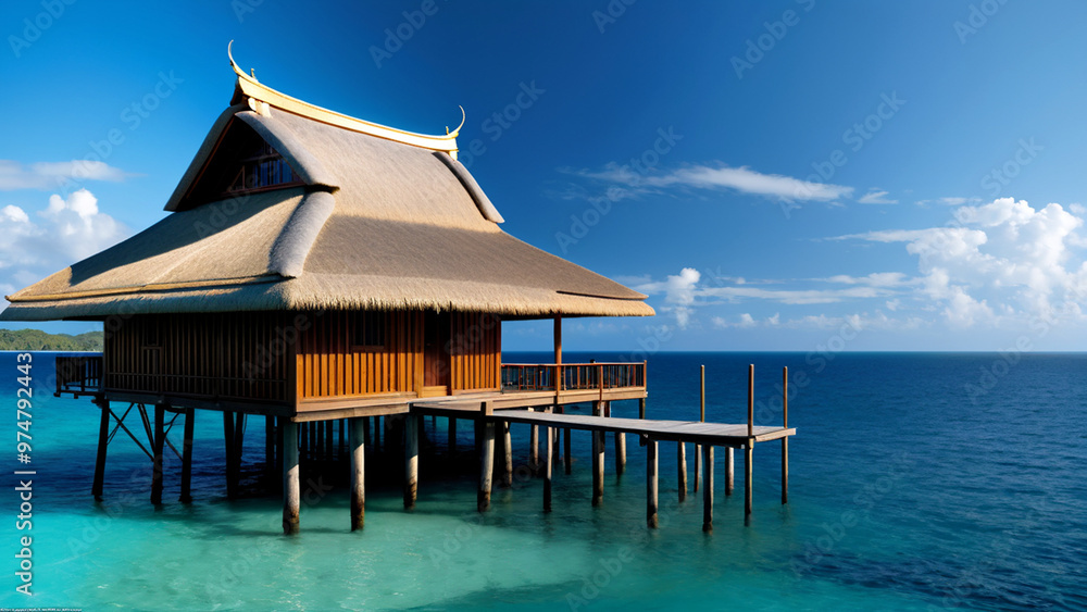 beach hut, pool in tropical resort, pool in the maldives, beach with ...