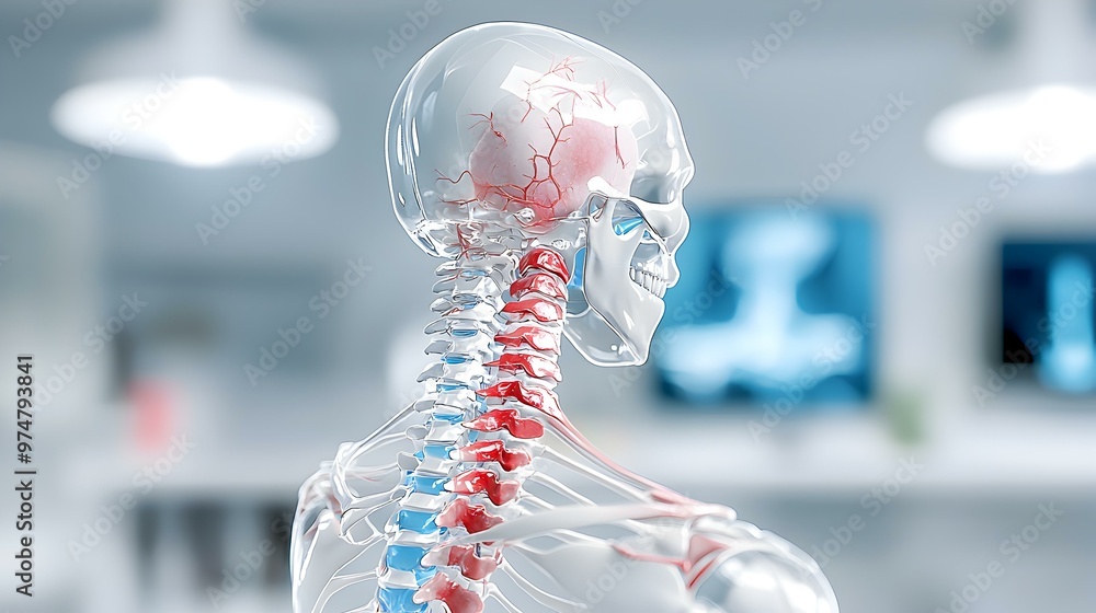 Anatomical illustration of a broken collarbone, highlighting fracture ...