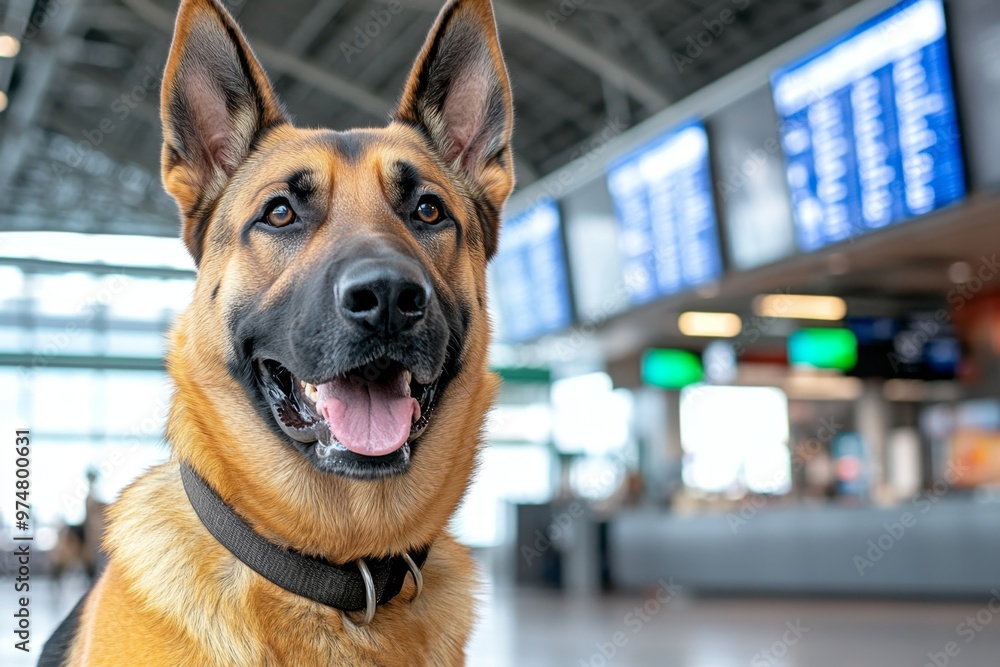K-9 Dogs in Airport Security illustrated in a security-themed ...