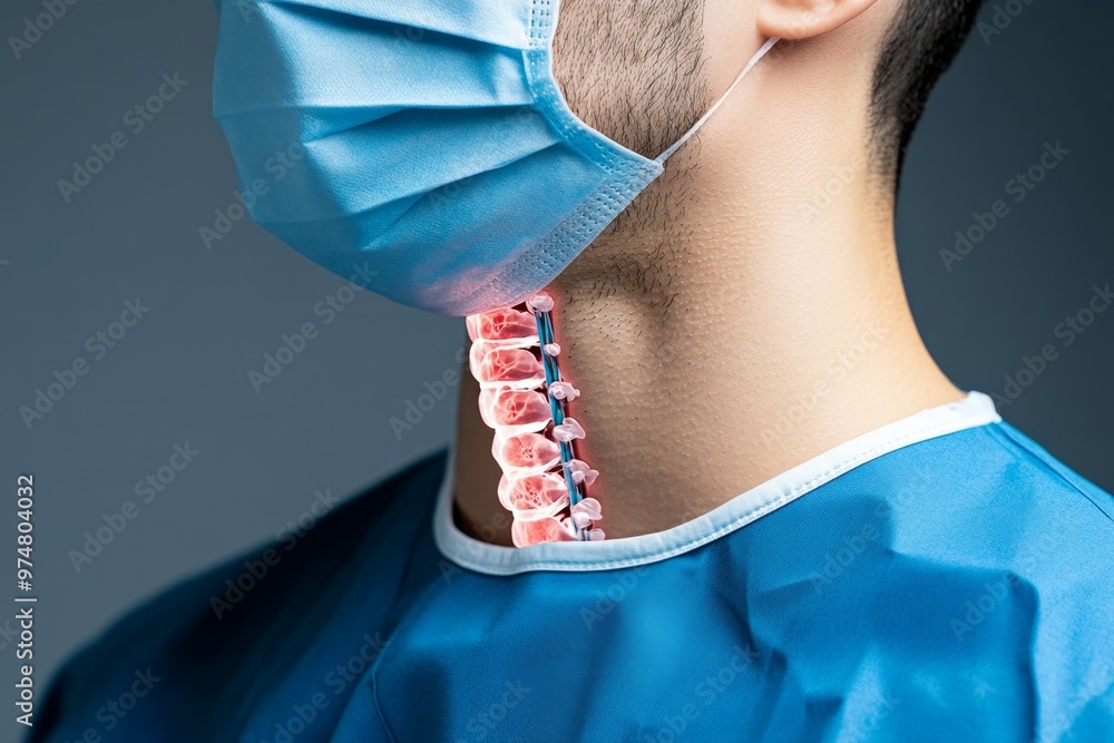 Neck scar causes in endocrine surgeries visualized in a medical ...