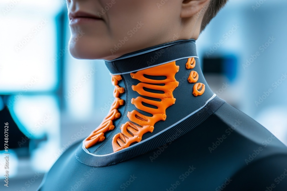 Pressure garments for neck scar management visualized in a medical ...