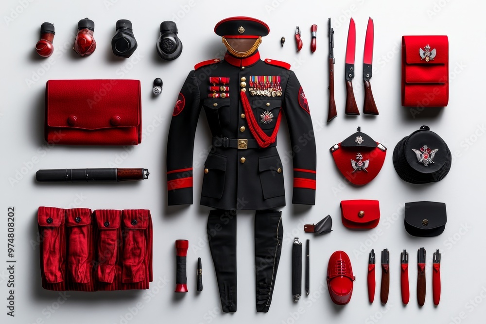 Red in Military Uniforms illustrated in a historical infographic ...