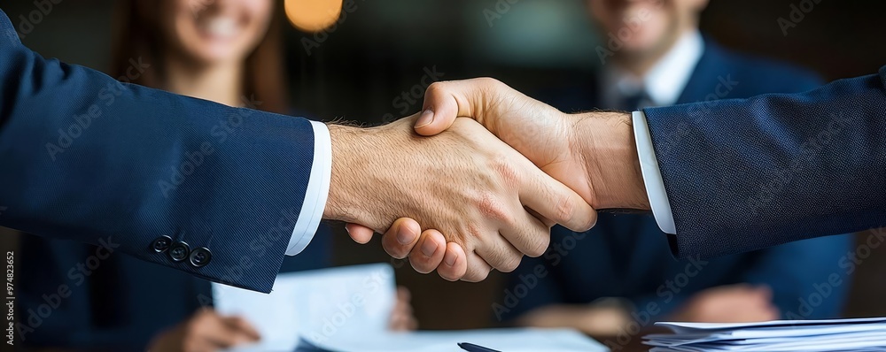 Loan officer handshake with a business client after successful loan ...