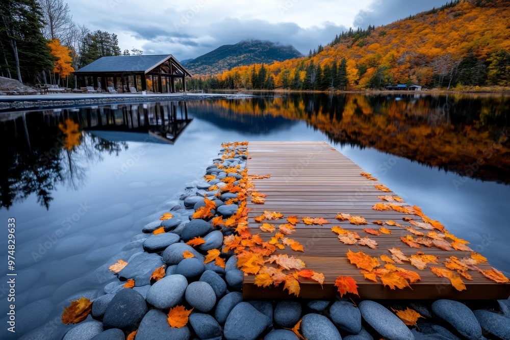 Autumn Wellness Getaways in Canada represented in a minimalist design ...