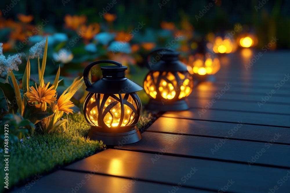 Garden Lighting Ideas illustrated in a clean infographic, highlighting ...