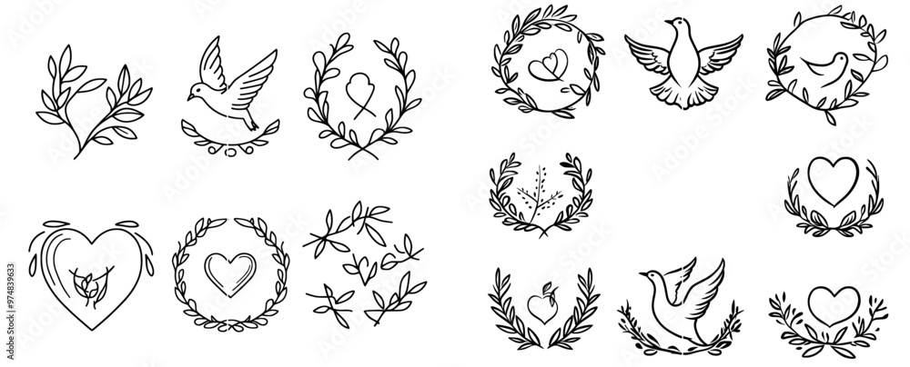 The logo of peace and charity is outlined in editable outline stroke ...