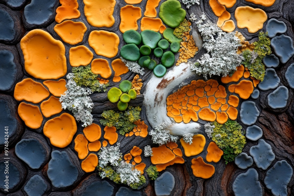Lichen On Old Trees Illustrated In A Vibrant Design Focusing On How Ancient Trees Support
