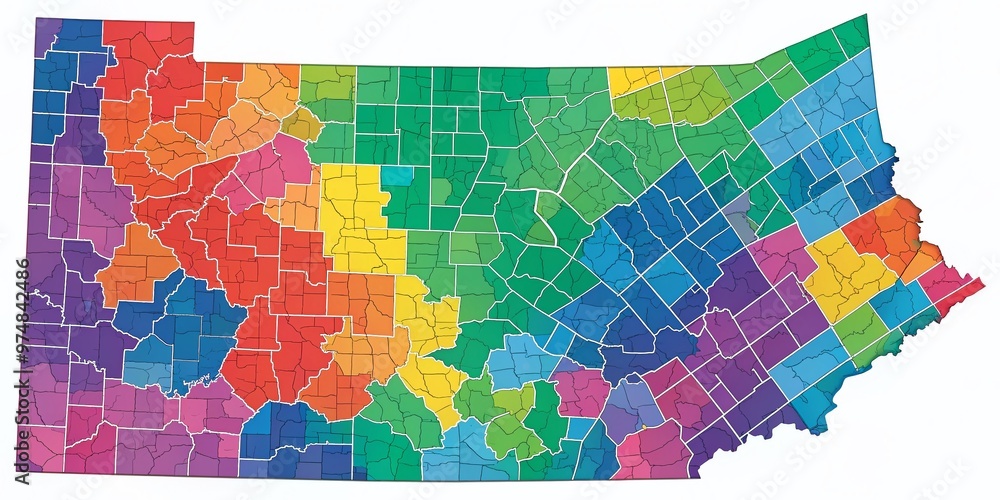 Colorful geographic information system (GIS) map displaying ...
