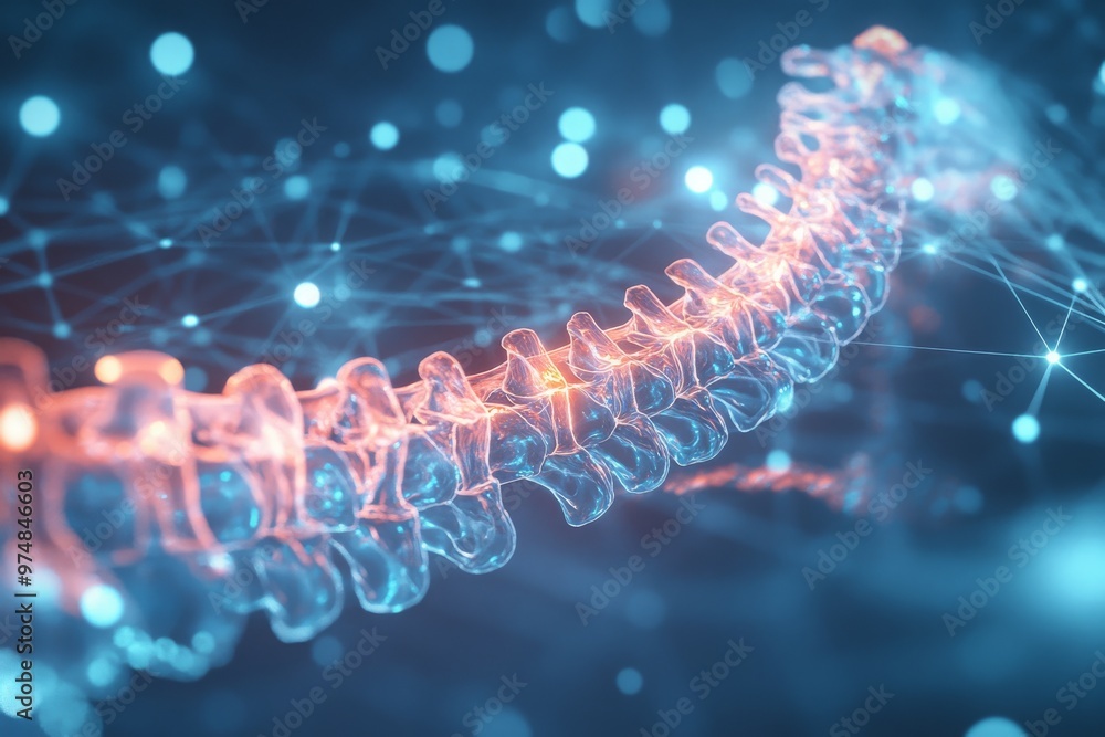 Human Spine with Pronounced Scoliosis Curve in Medical Detail Stock ...