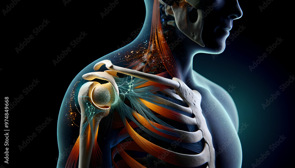 3D bone: human joint in motion, showing humerus, scapula, clavicle work ...