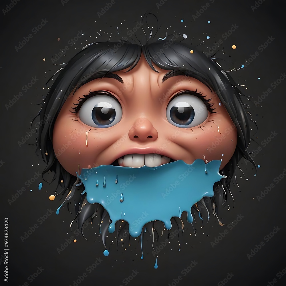 Intensely crying face emoticon, used to express deep sadness, grief, or ...