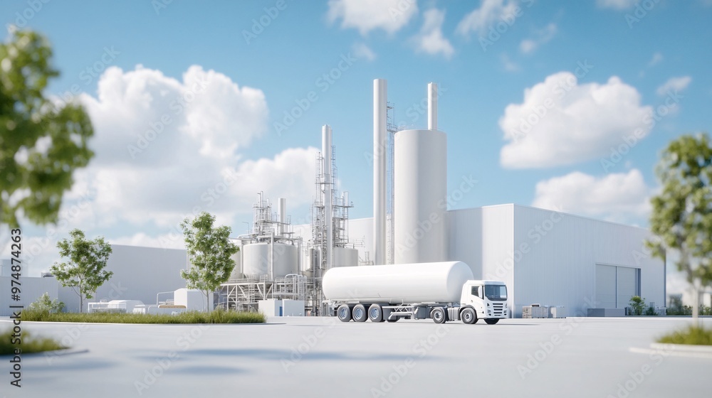 Green Hydrogen - Futuristic Hydrogen-Powered Factory - Innovative Clean ...
