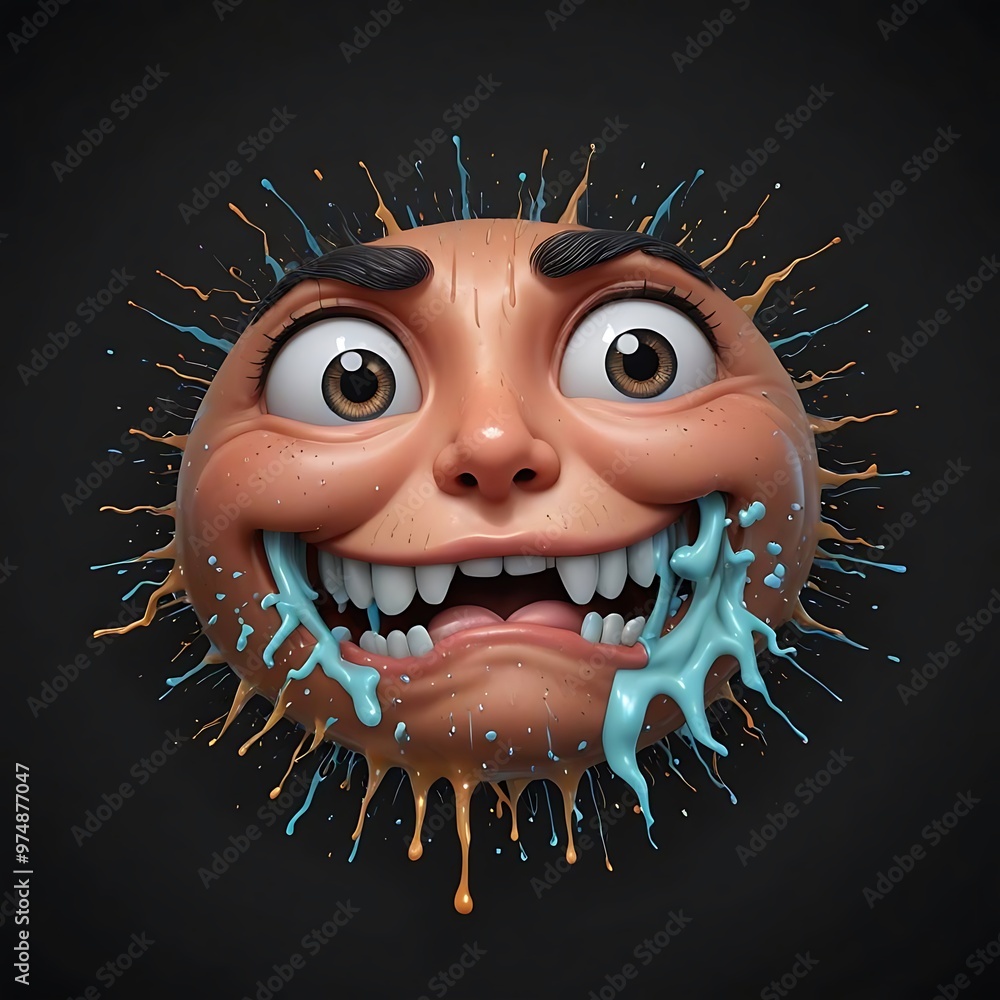 Intensely crying face emoticon, used to express deep sadness, grief, or ...