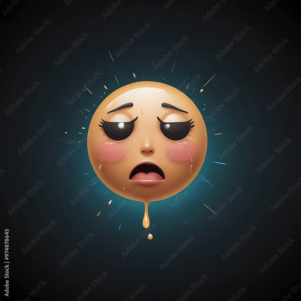 Intensely crying face emoticon, used to express deep sadness, grief, or ...