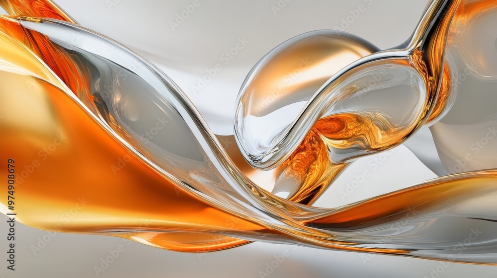 Abstract liquid swirls in gold and silver, capturing a sense of ...