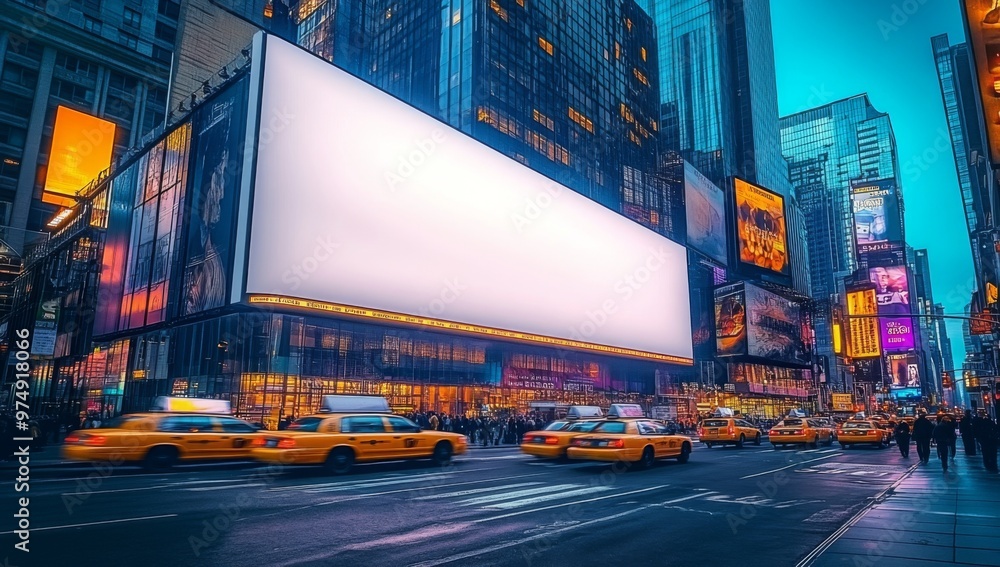 Mockup of an Empty Billboard in Times Square, New York City Stock ...