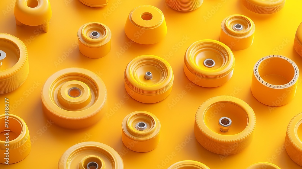 A collection of industrial small wheels in various sizes and diameters ...