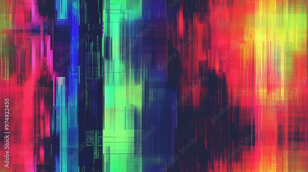 Seamless techno glitch RGB monitor noise in rainbow hues High quality ...