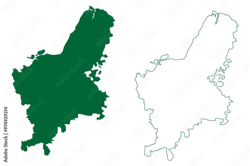 Jamnagar district (Gujarat State, Republic of India) map vector ...