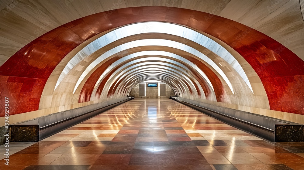 MOSCOW - JULY 26, 2024: Underground station Pykhtino. Example of modern ...