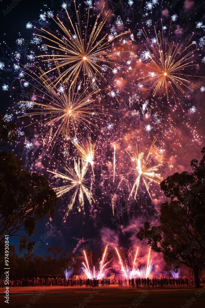 Vibrant Fireworks Display at Australian Aboriginal Festival with ...