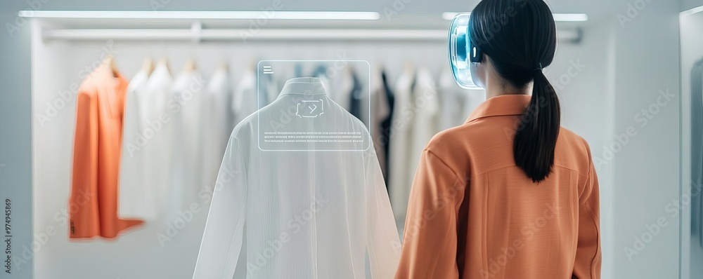 Holographic AI assistant providing virtual wardrobe fitting for online ...