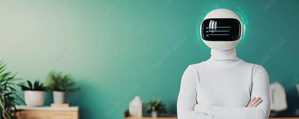 Holographic AI assistant projecting sustainable living tips for ...