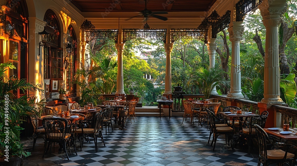 Gin and Tonic in a colonial-style veranda Stock Photo | Adobe Stock