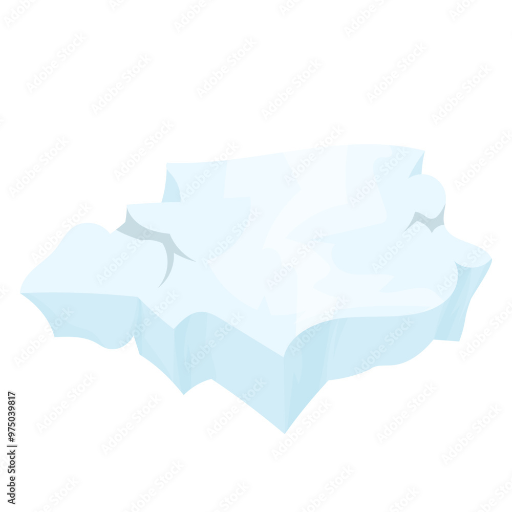 Vector arctic glaciers, ice floe with cracks. Frozen water crystals, blue ice blocks in vector ...