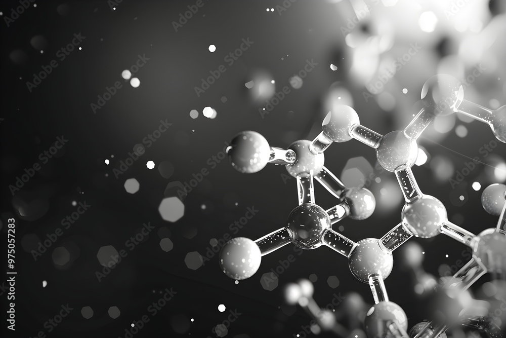 3d Botulinum Toxin Structure Material Is Glass With An Black Sphere On A Black Background