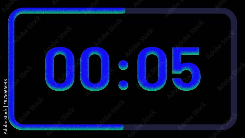 10 second countdown timer animation with blue grain texture loading ...