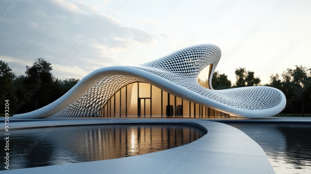 Parametric Curve Roof Design. AI generated illustration Stock Photo ...