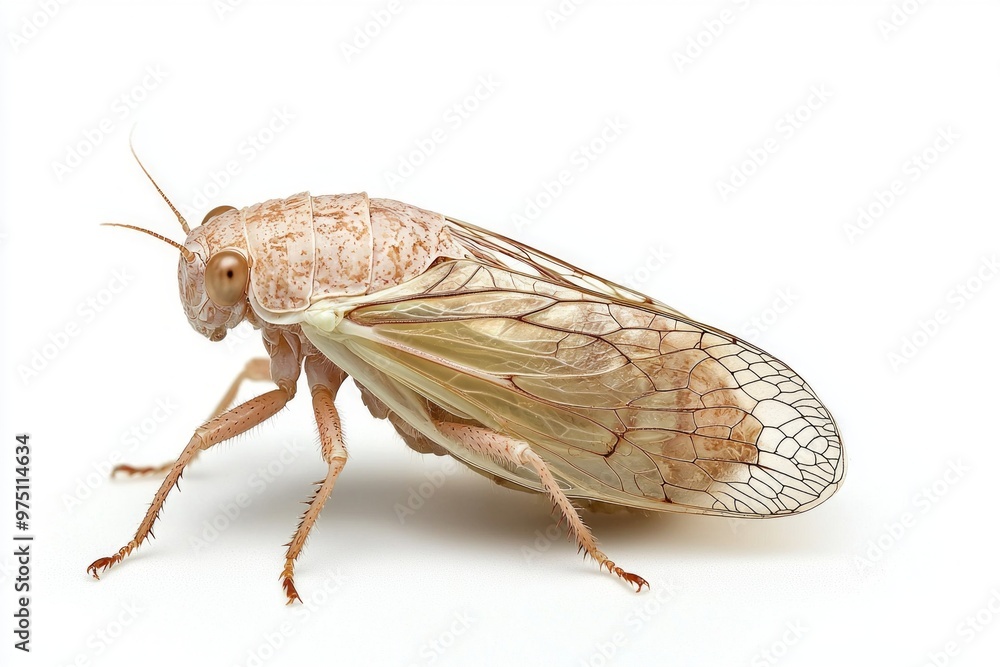 cicada nymph crawls steadily over a smooth surface, its segmented body ...