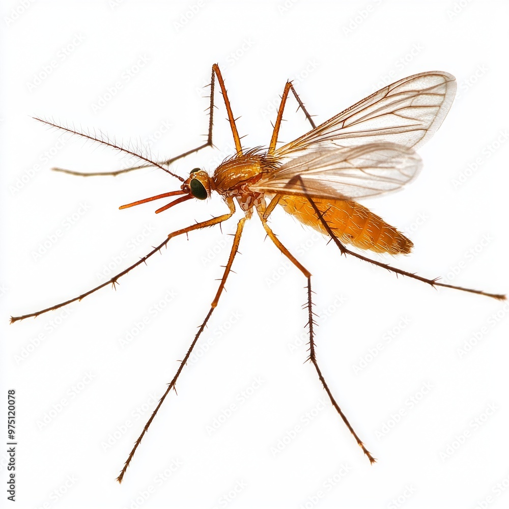 striking close-up reveals a mosquito elegantly soaring, displaying its ...