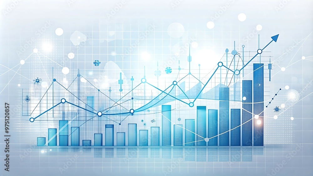 a large data set (graphs, charts, numbers) being processed by abstract ...