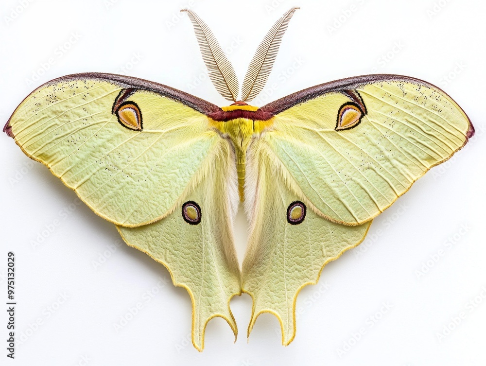 stunning luna moth rests with its expansive pale green wings fully ...