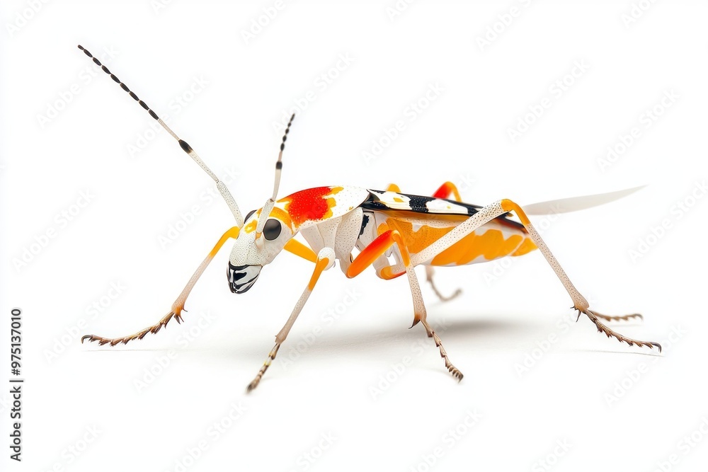 white-spotted assassin bug stands out with its striking colors, sharp ...