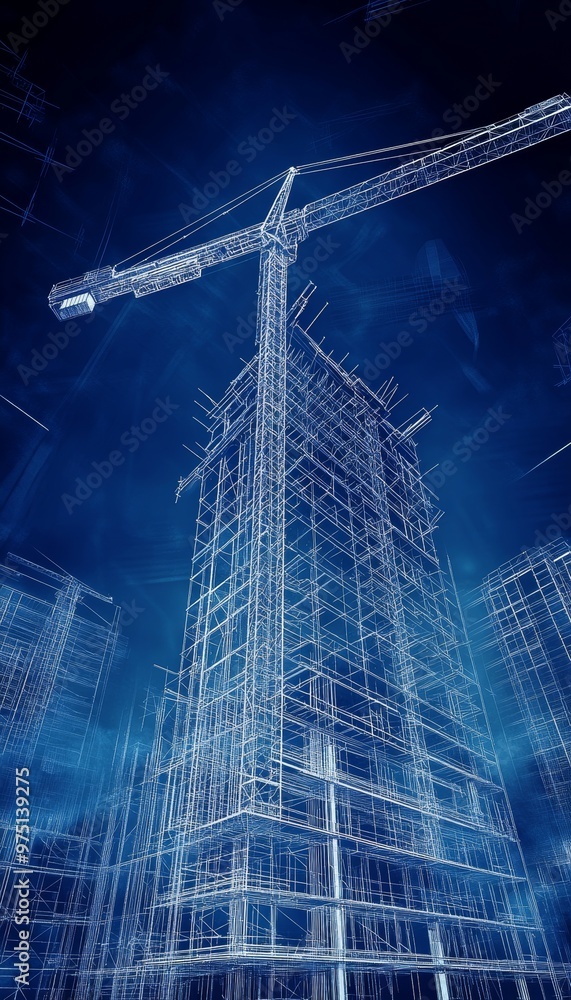 Photographic representation of a 3d blueprint showcasing building ...