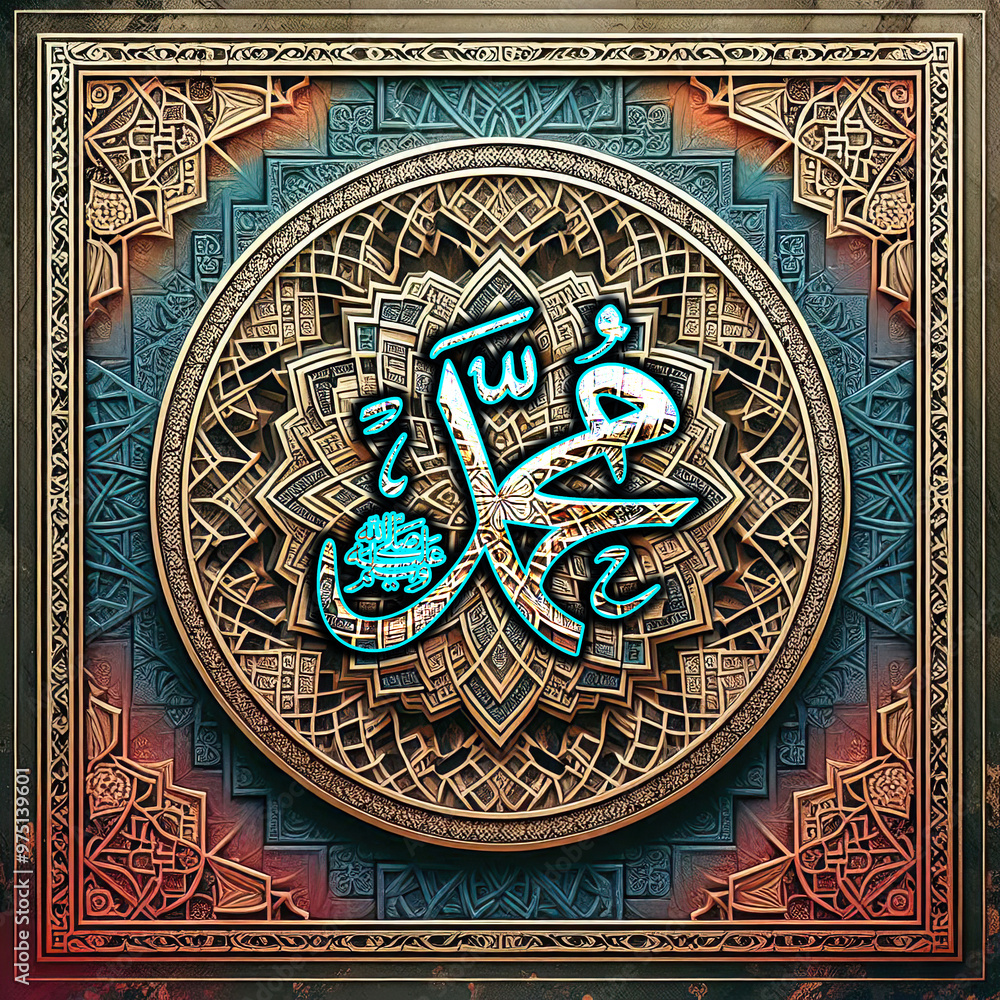 Prophet Muhammad Arabic letter icon logo with islamic ornamental ...
