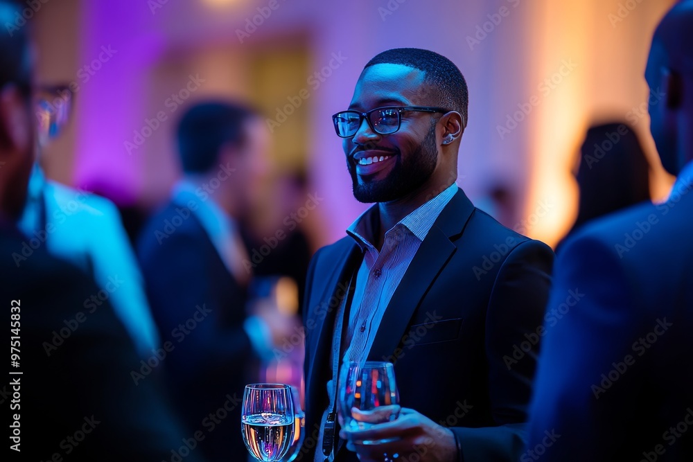 Dynamic networking scene at a corporate event showcasing professional ...
