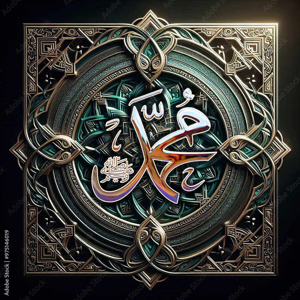 Prophet Muhammad Arabic letter icon logo with islamic ornamental ...