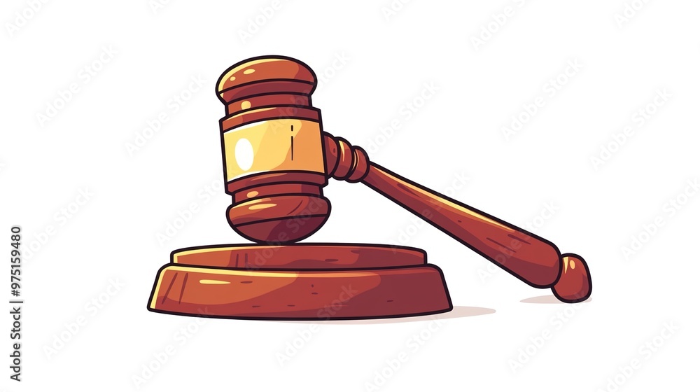 Cartoon gavel clipart, cartoon illustration on a white background Stock ...