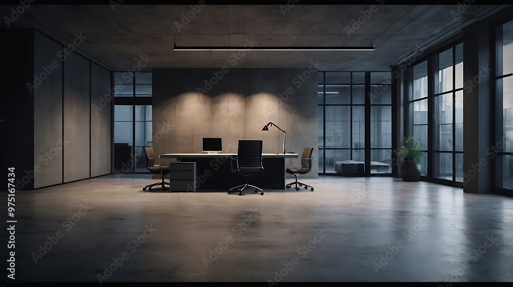 Elegant Office Environment with Chair, Desk, and Modern Computer Setup ...