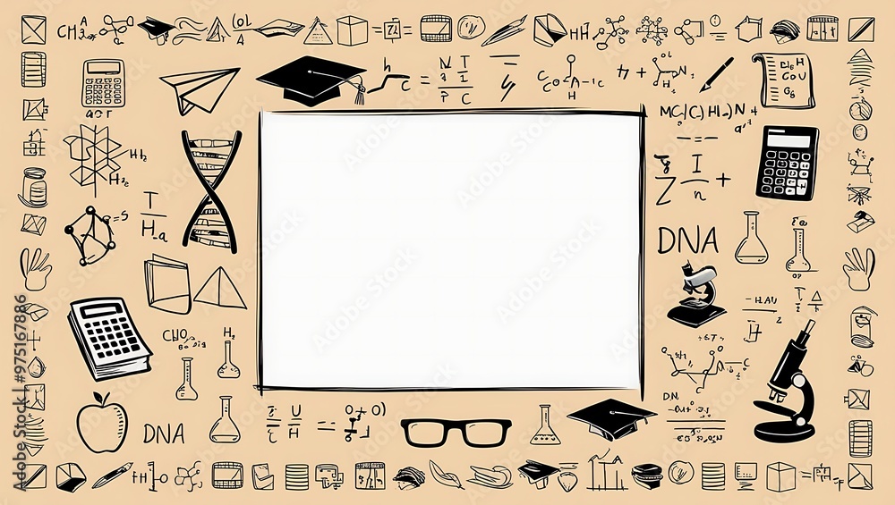 Educational beige image featuring a blank white center framed by ...